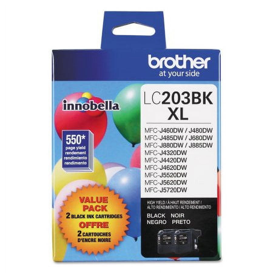 Brother LC203BK High Yield Black Ink Cartridges, Pack of 2, Works with ...