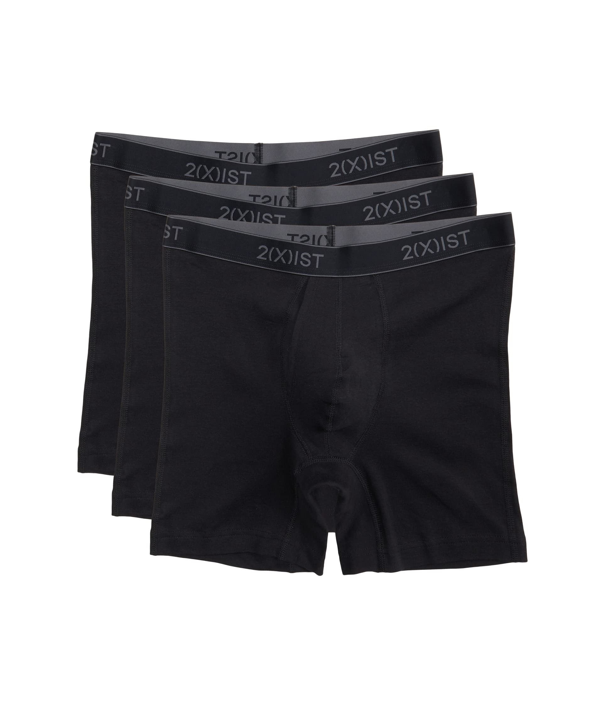 2(X)IST Essential Cotton 3-Pack Boxer Brief (Unisex, Black New Logo, MD ...