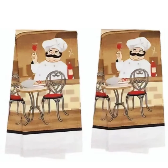 2-X Italian Chef Printed Kitchen Towels - Super Strong And Absorbent ...