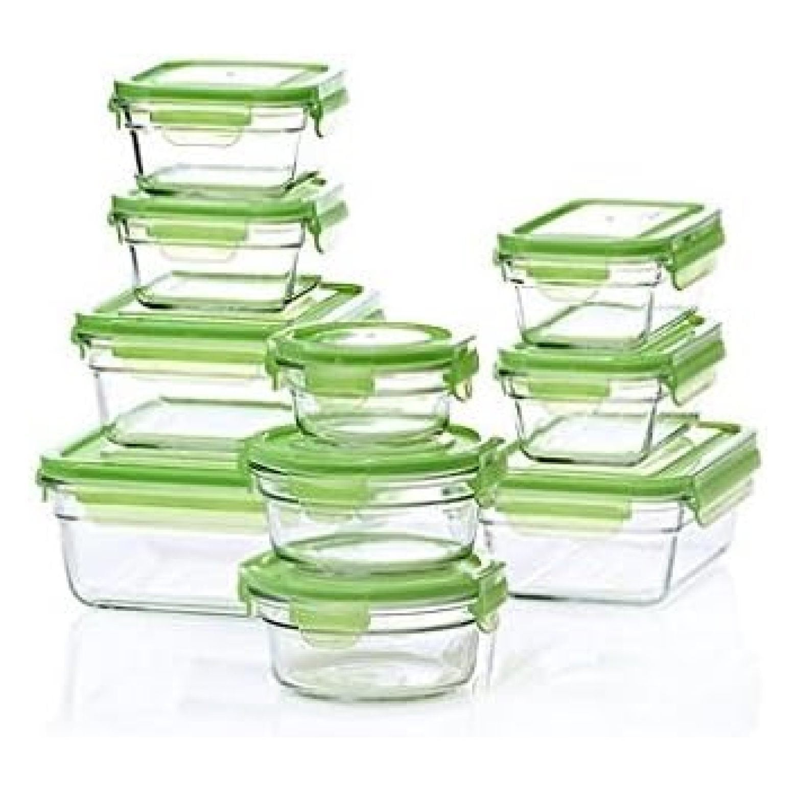 2 X New Snaplock Lid: Tempered Jiowenm Storage Containers with green ...