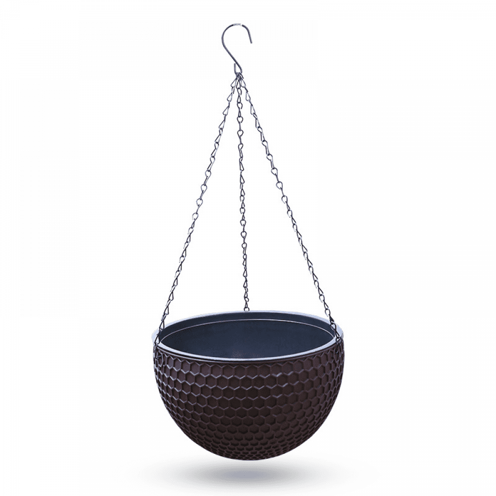 2 X Rattan Plastic Hanging Basket Pot Succulent Greenery Self-priming ...