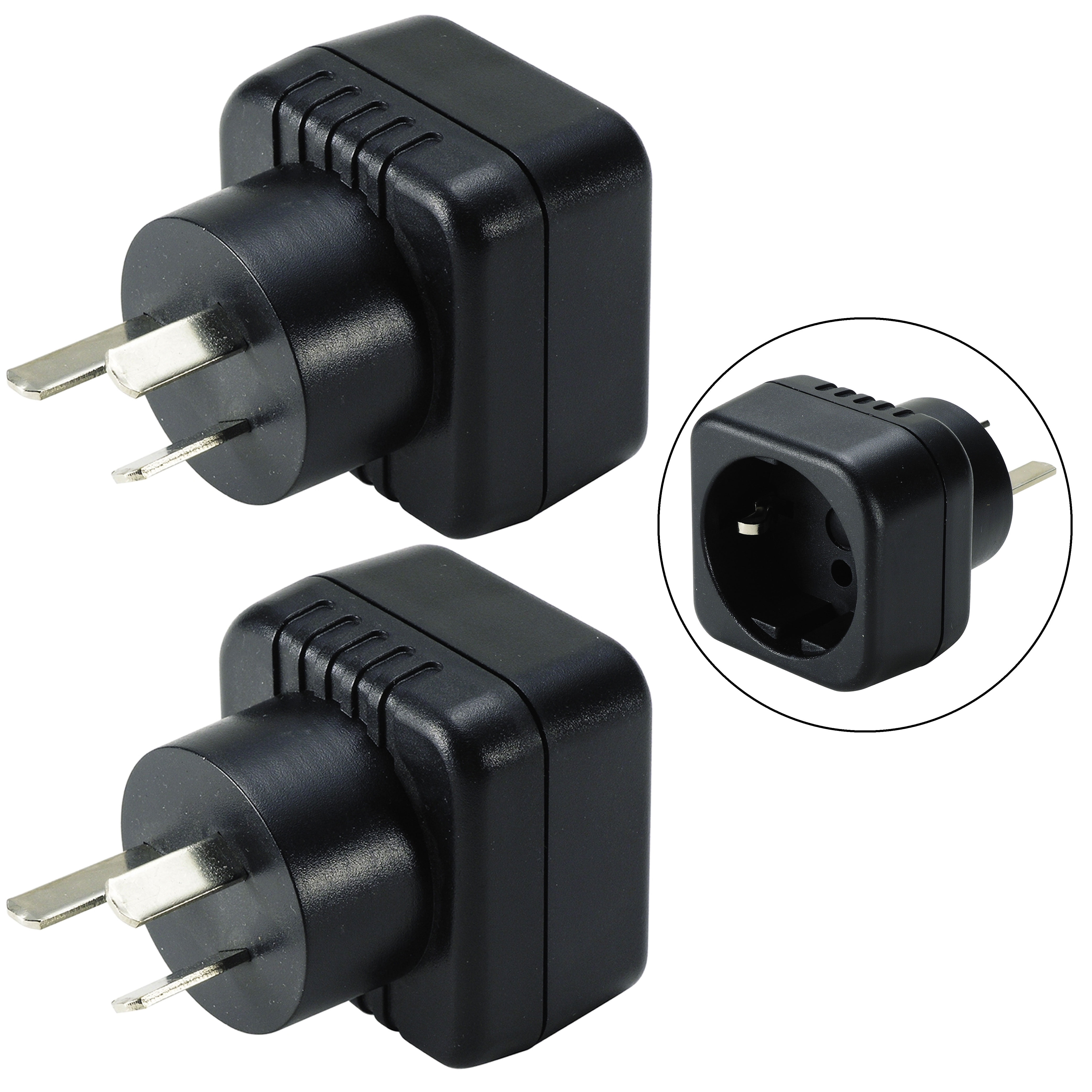 2 X Schuko EU To Australian European Grounded Adapter Plug 2 Pin to 3 ...