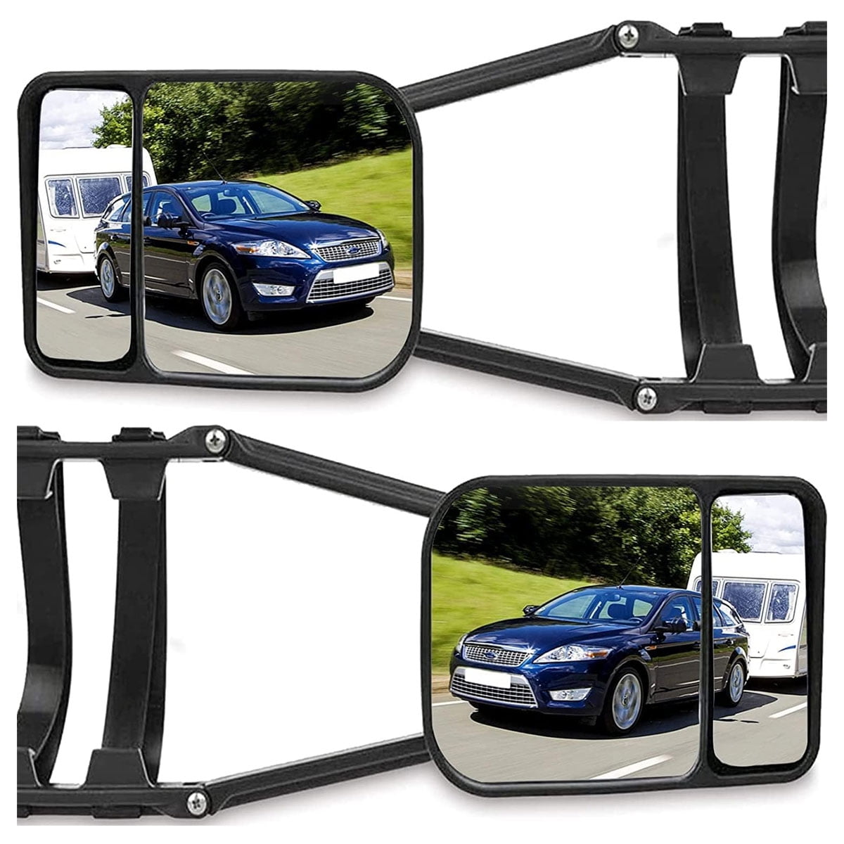 2 X Towing Mirrors Multi Angle Caravan Car Truck 4Wd Clip-On Towing ...