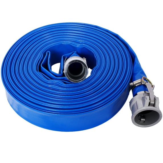 2"X100FT Pool Backwash Hose Heavy Duty Reinforced Blue PVC Lay Flat ...