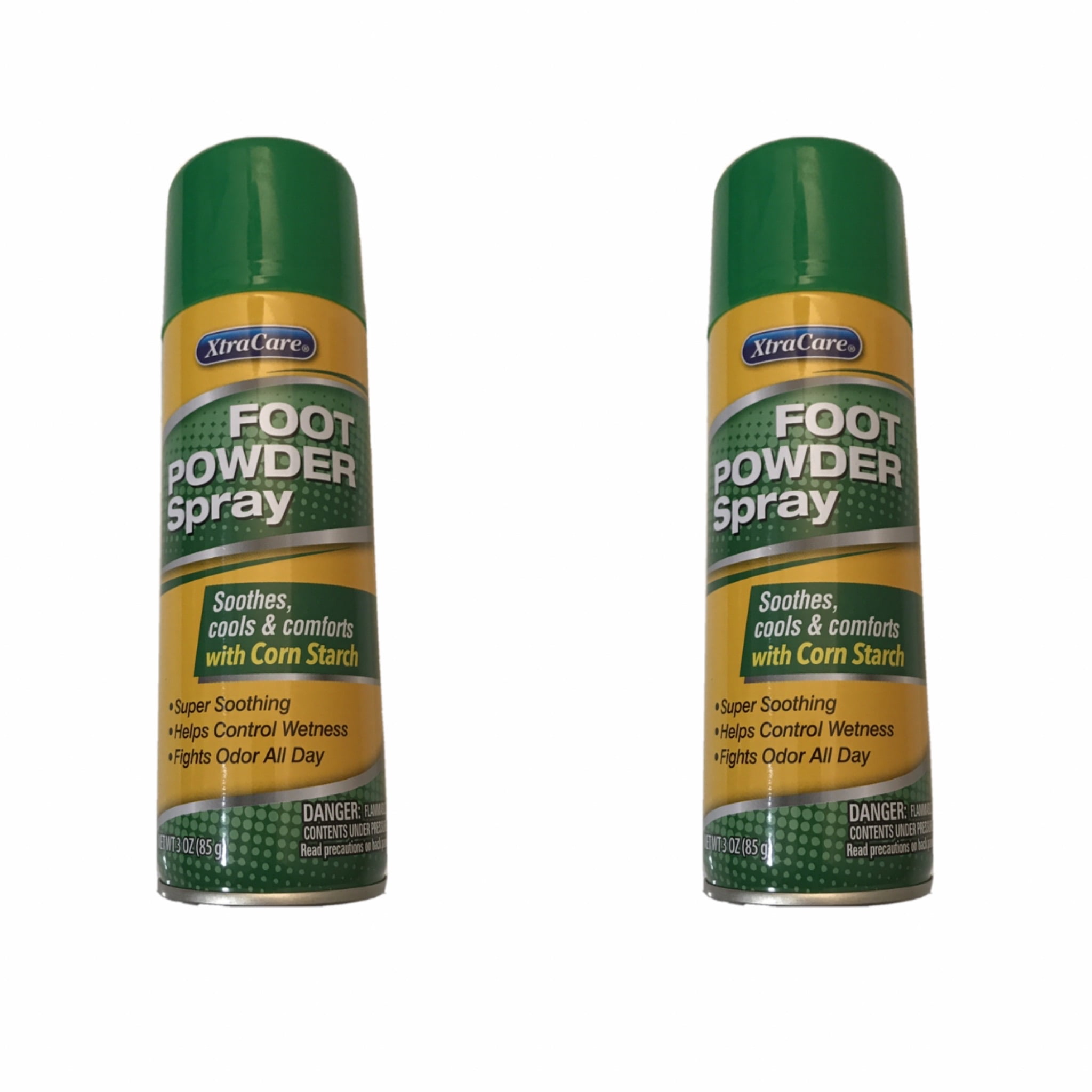 2 XtraCare Foot Powder Spray With Corn Starch Odor Control Soothing ...