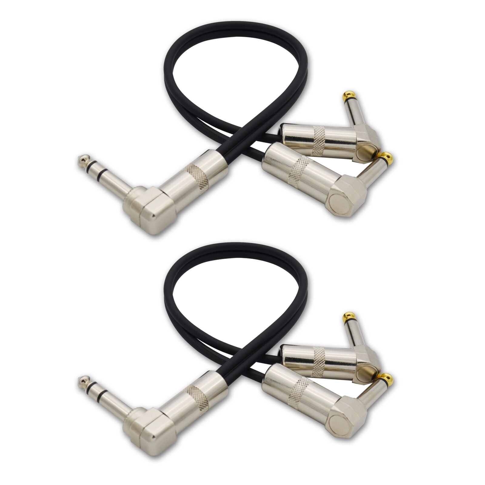 2,Y Audio cable cord Right Angle DUAL 6.35mm MONO male to 1/4 90°Right ...