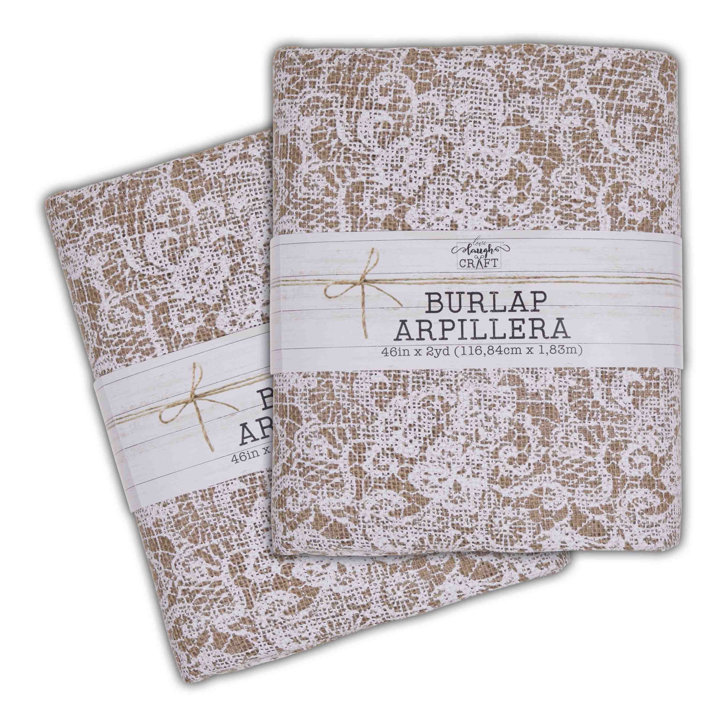 2 Yard X 46" Precut Natural With White Screenprint Lace, 2 Pack ...