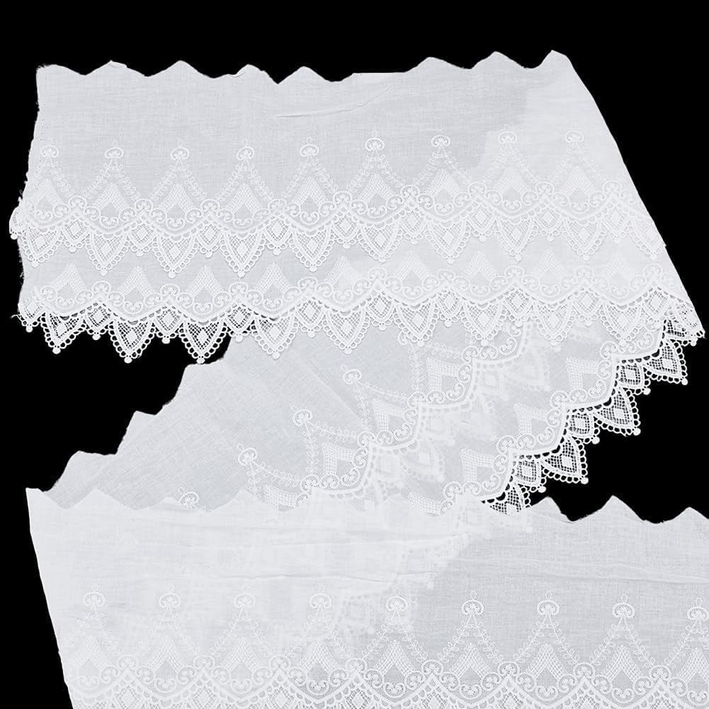 2 Yards/1.82M White Lace Sewing Trim 27cm Wide Cotton Lace Trim Floral ...