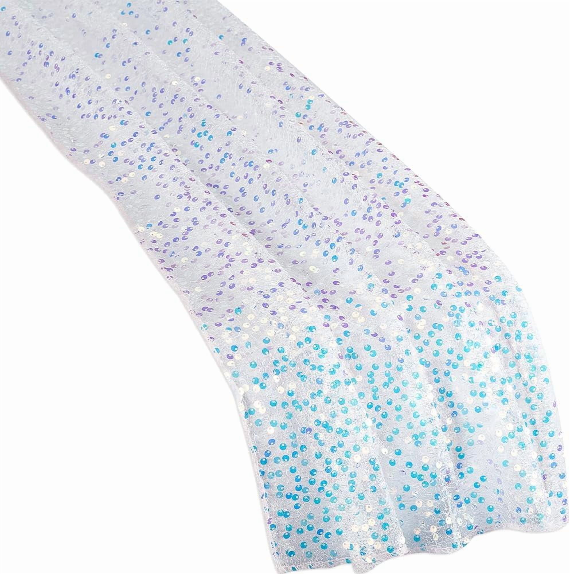 2 Yards(1.83m) Sequin Iridescent Table Runner 15.75 Inch Sequin Tulle ...