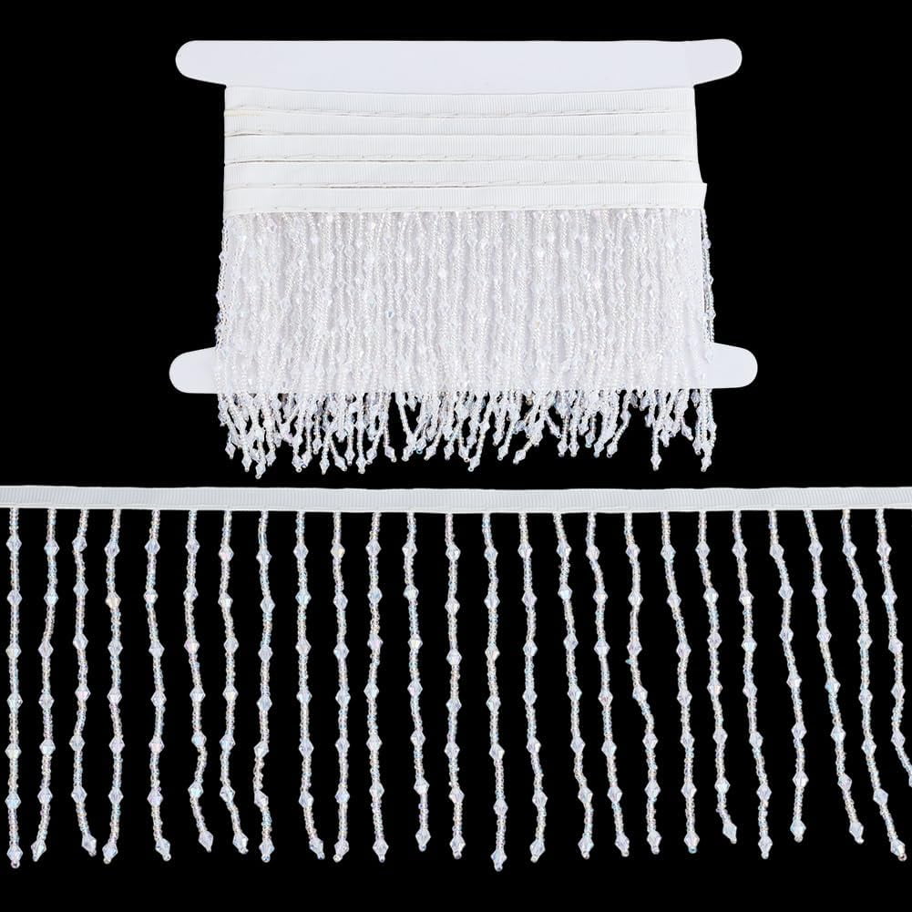 2 Yards/1.8m White Beaded Fringe Trim 4 Inch Resin Beaded Fringe Trim ...
