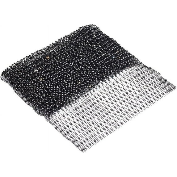 2 Yards×5.11 Inch Black Stretch Rhinestone Fishnet Fabric Silver ...