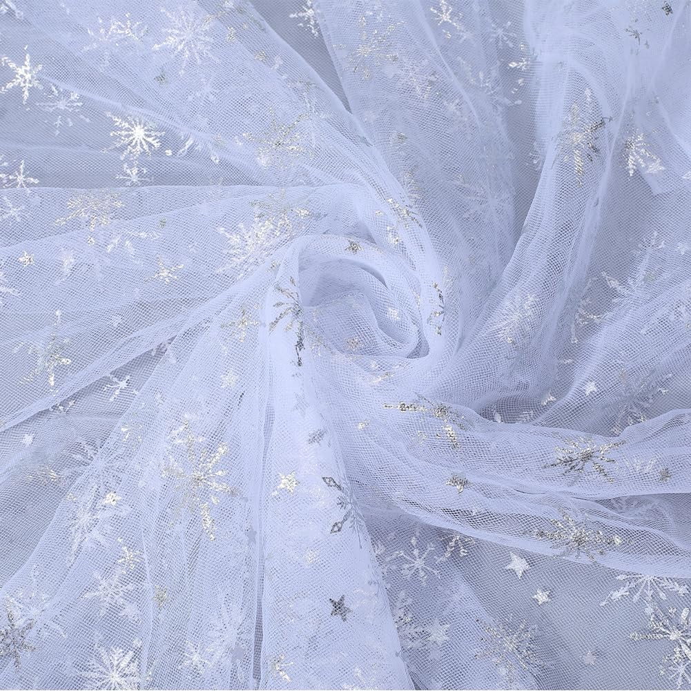 2 Yards 59 Inch White Snowflake Tulle Cloth Sheer Organza Material ...