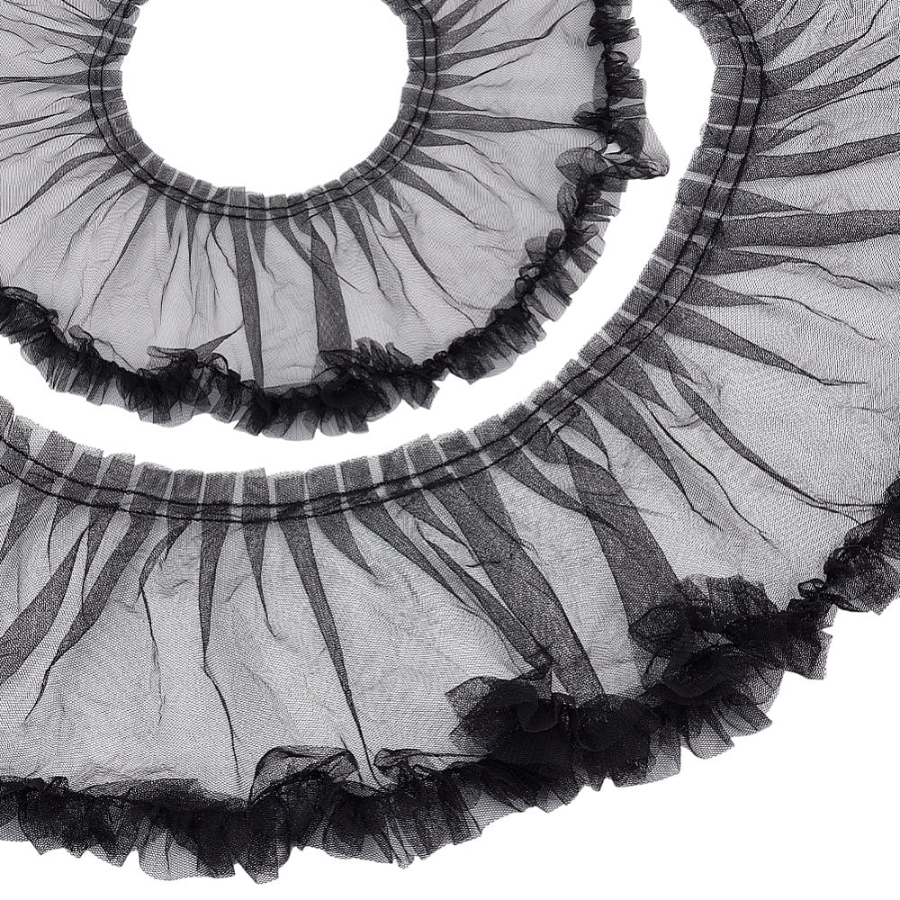 2 Yards 6.75 Inch Black Pleated Lace Trim Polyester Fabric Trimming ...