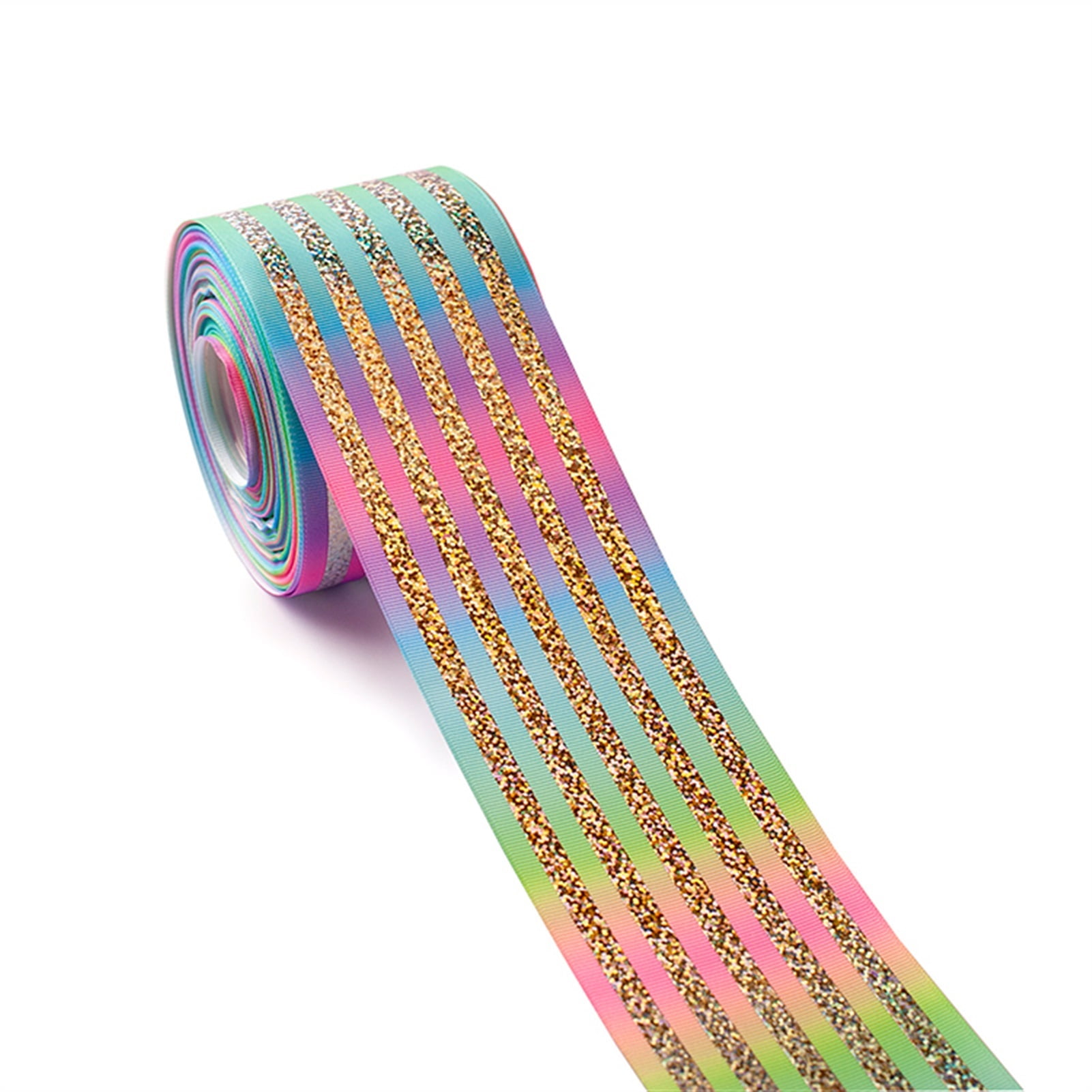 2 Yards 75mm Glitter Gold Foil Long Stripe Printed Grosgrain Ribbon for ...