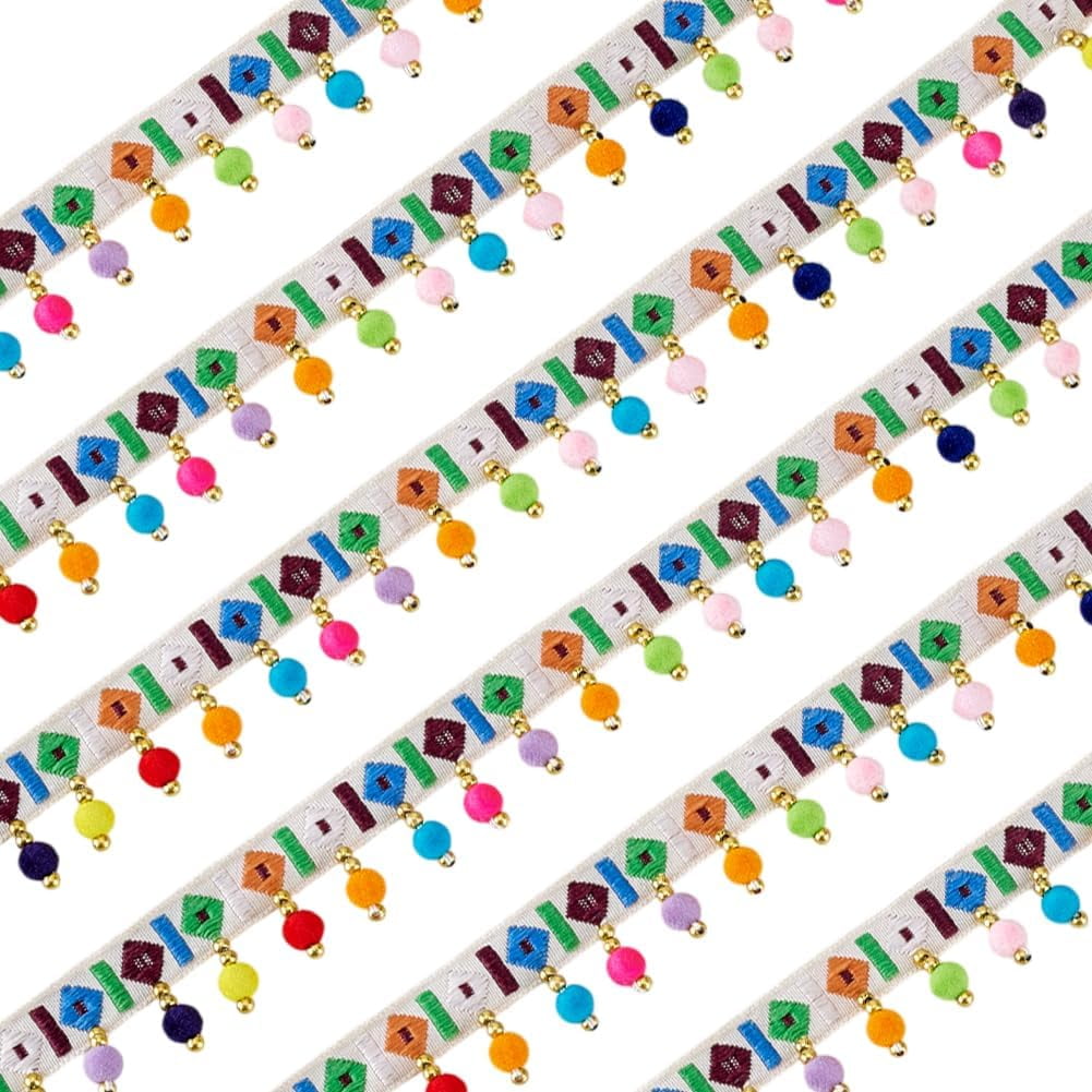 2 Yards Bohemia Tassel Fringe Trim 7/8 inch Vintage Jacquard Polyester ...