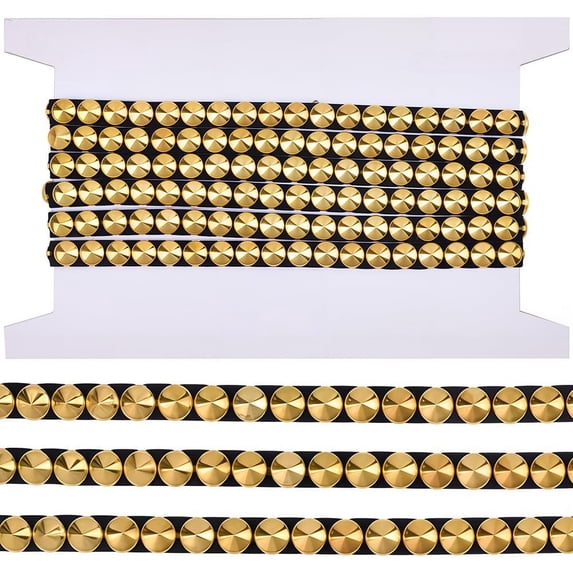 2 Yards Gold Iron-on Nailhead Trim 8mm Wide Metal Stainless Steel Hot ...