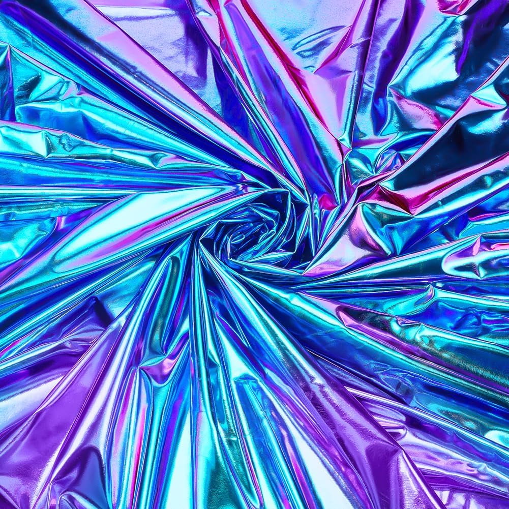 2 Yards Metallic Foil Stretch Fabric Medium Purple Hologram Sewing ...