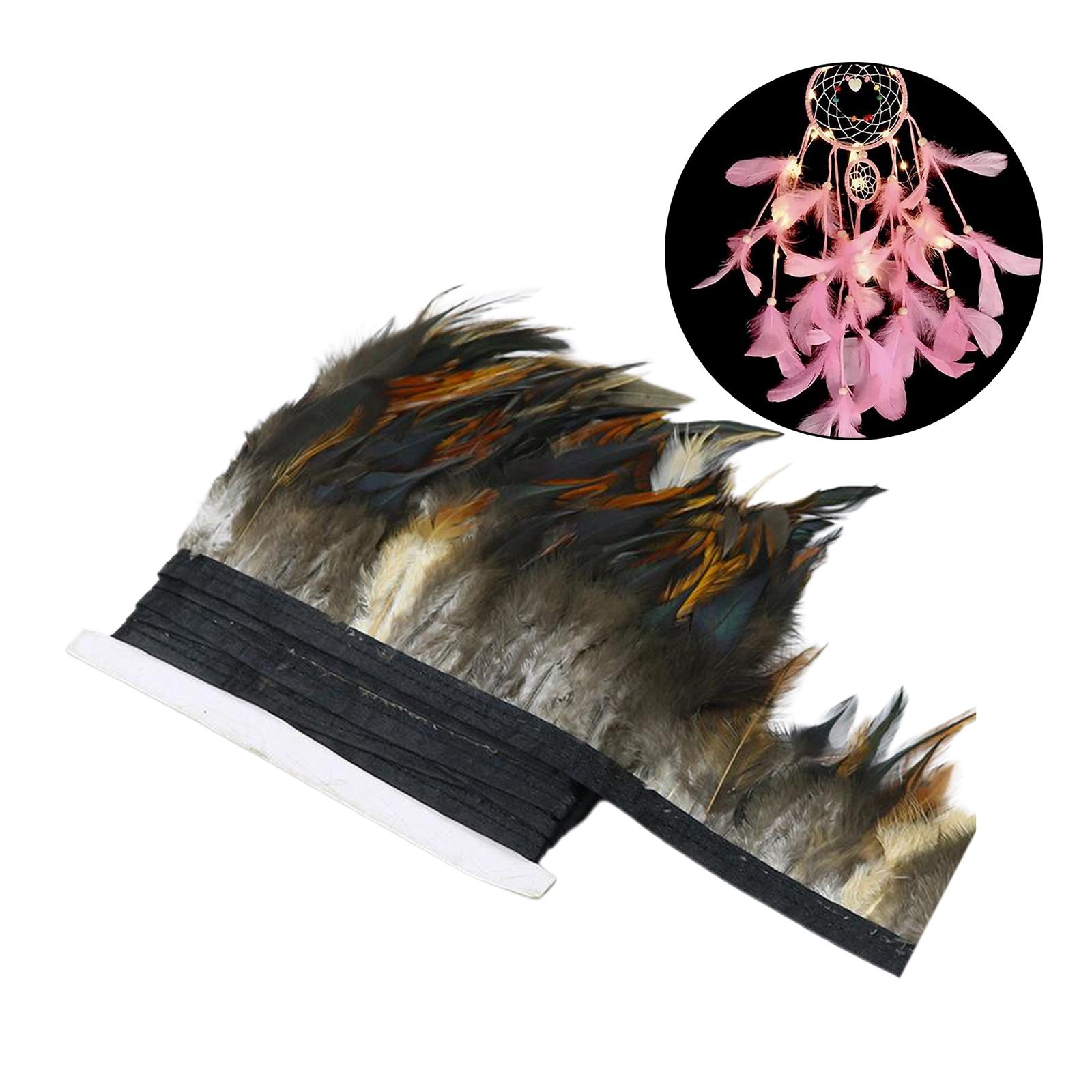 2 Yards Natural Hackle Hen Feather Tassel Strips Feather Ribbon Trims ...