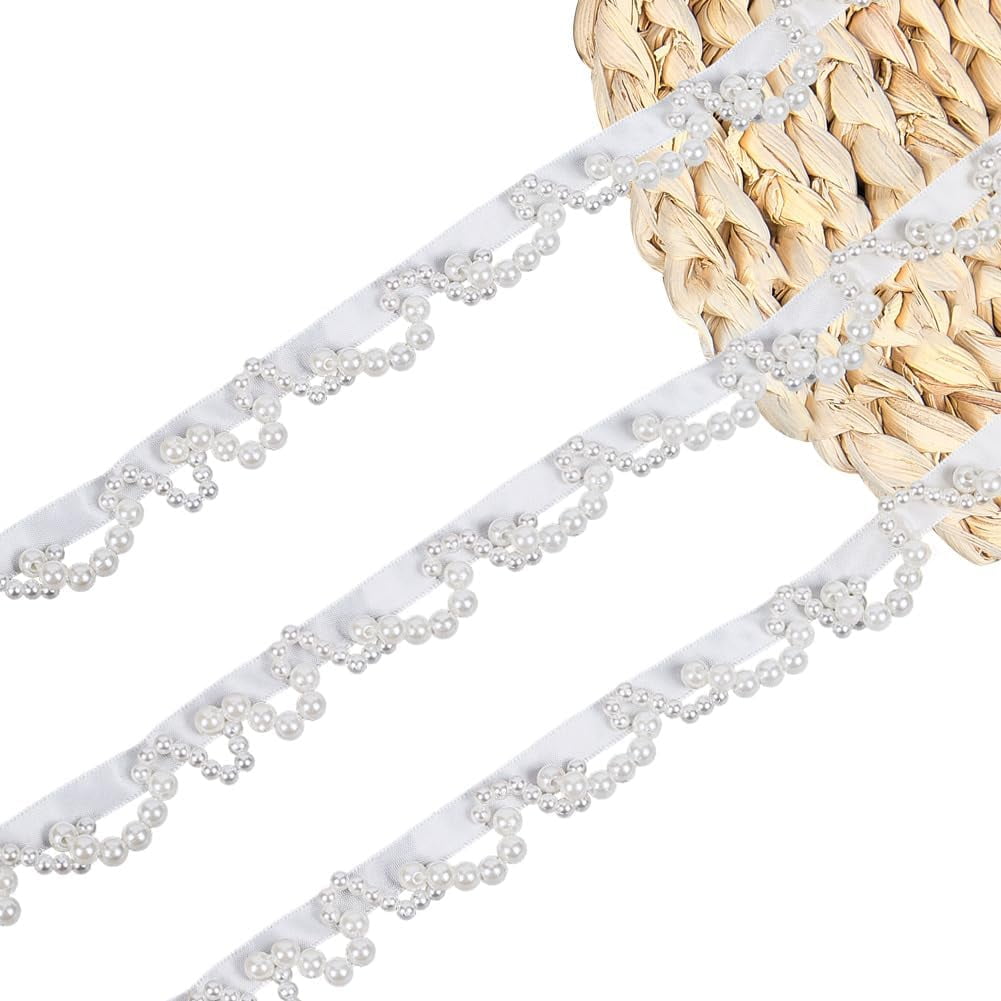 2 Yards Pearls Fringe Lace Ribbon 0.8 Inch Wide Beaded Tassel Trim ...