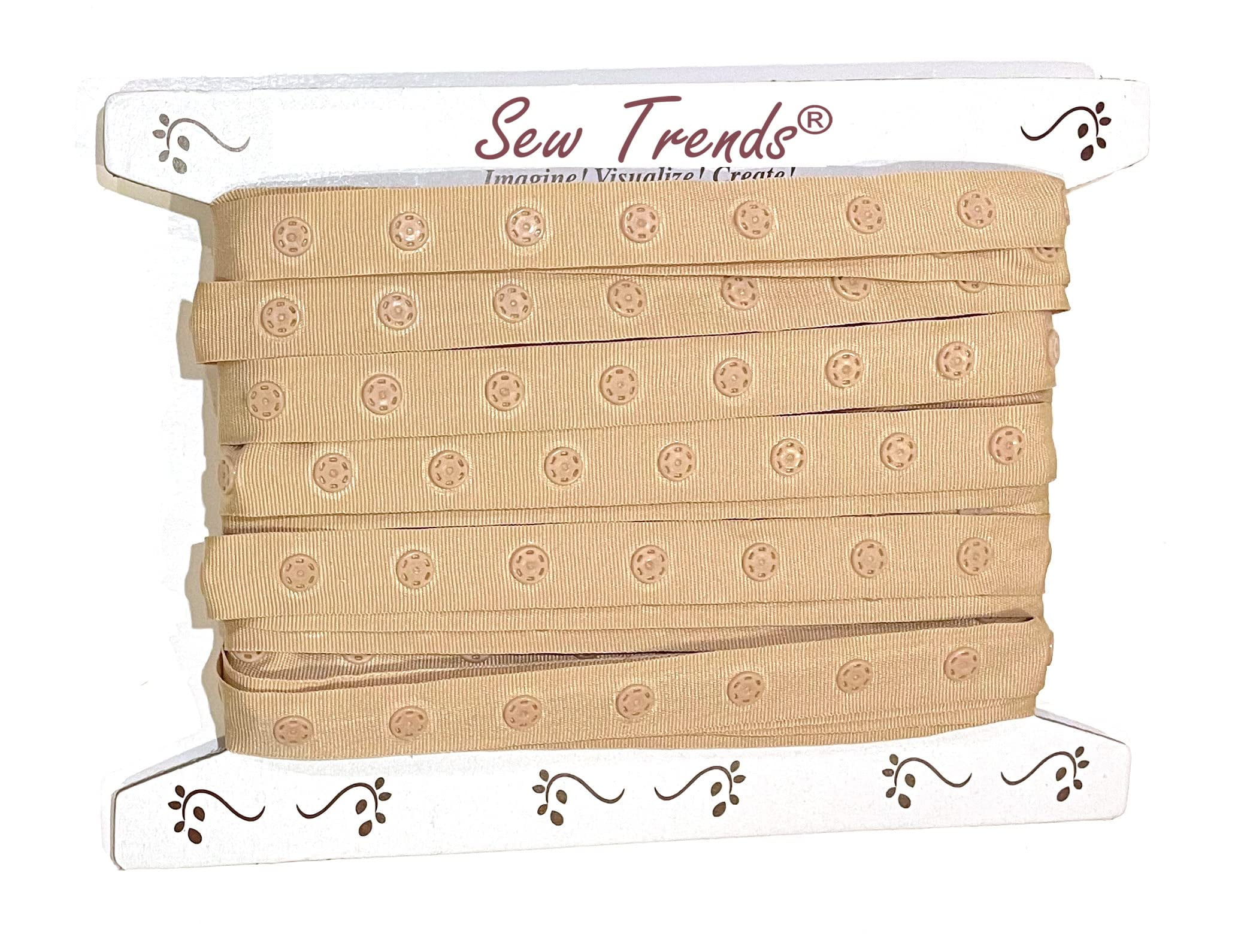 2 Yards Plastic Snap Button Polyester Tape Ribbon Hook & Eye Zipper ...