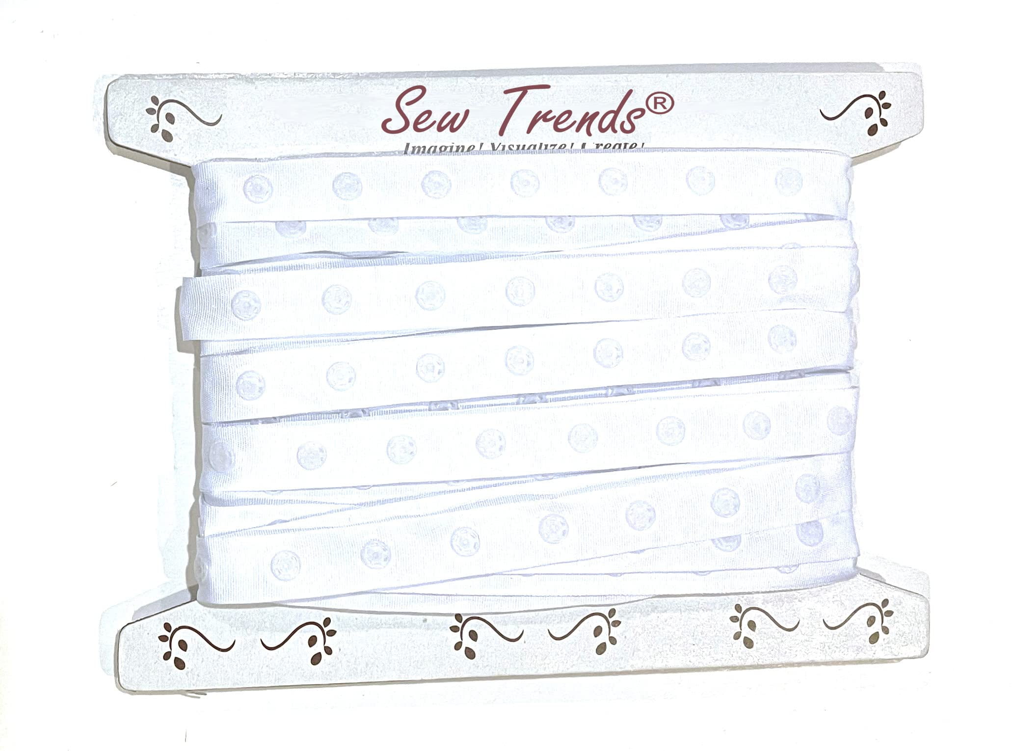 2 Yards Plastic Snap Button Polyester Tape Ribbon Hook & Eye Zipper ...