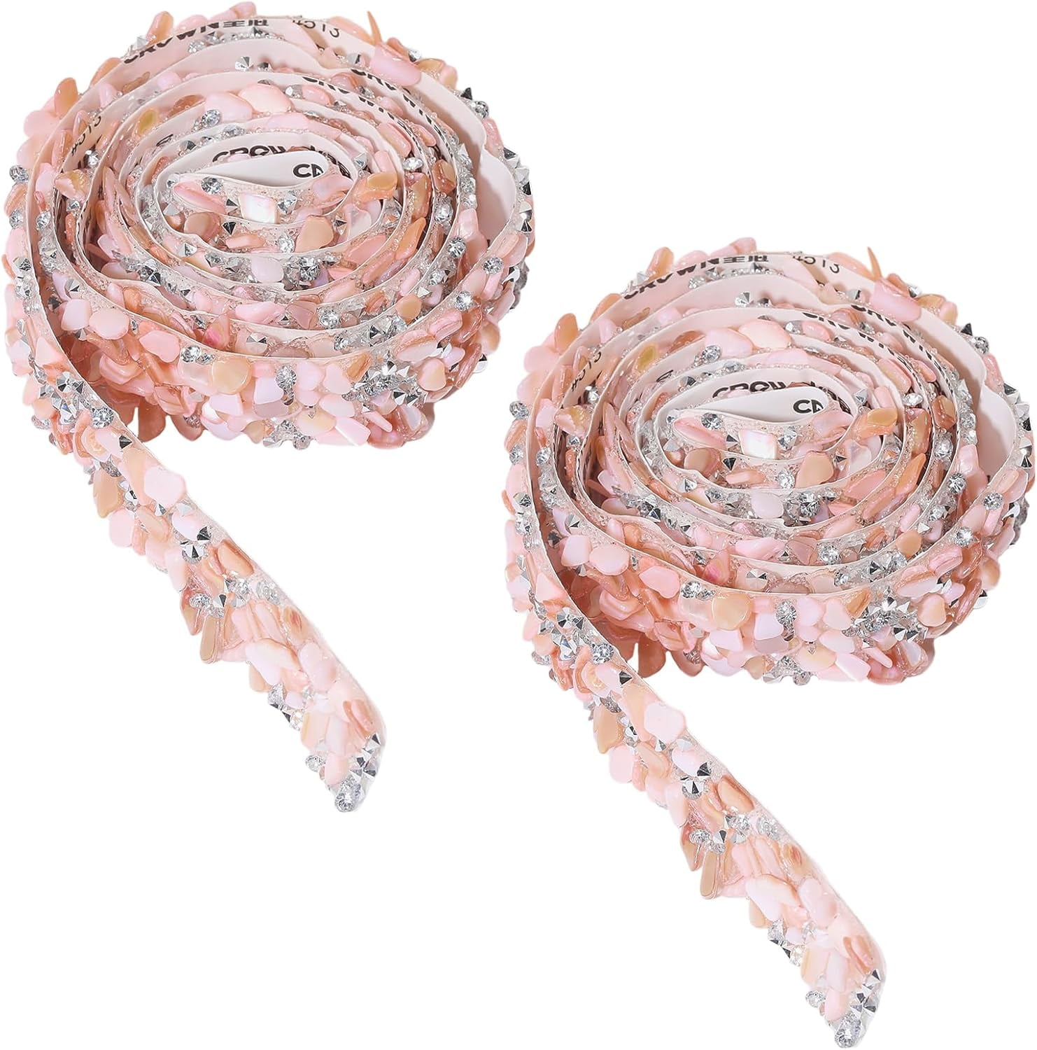 2 Yards Self-Adhesive Crystal Pink Glass Rhinestone Trim Hotfix Ribbon ...