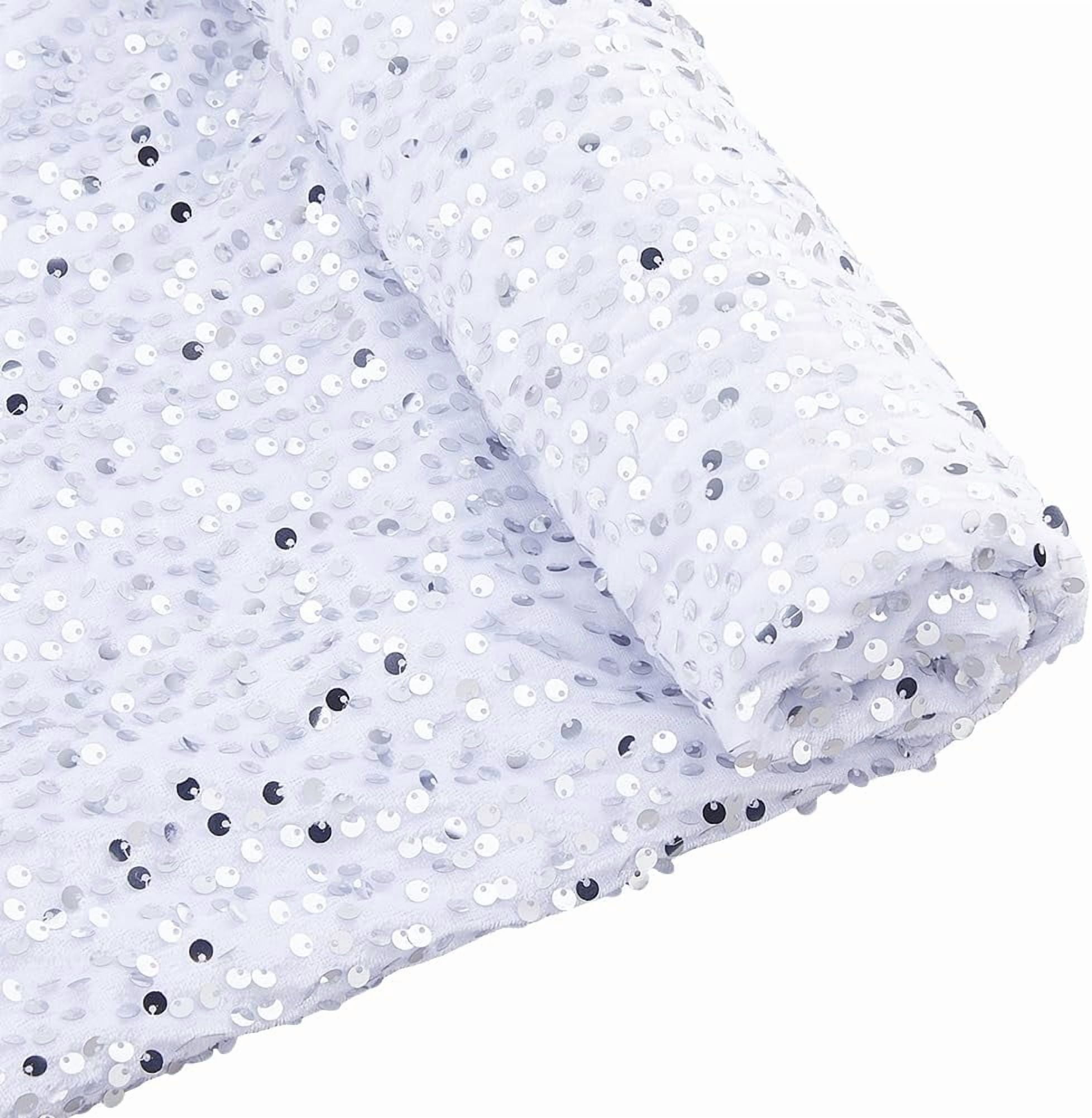 2 Yards x 1.68m Velvet White Sequin Fabric by The Yard Glitter Sequined ...