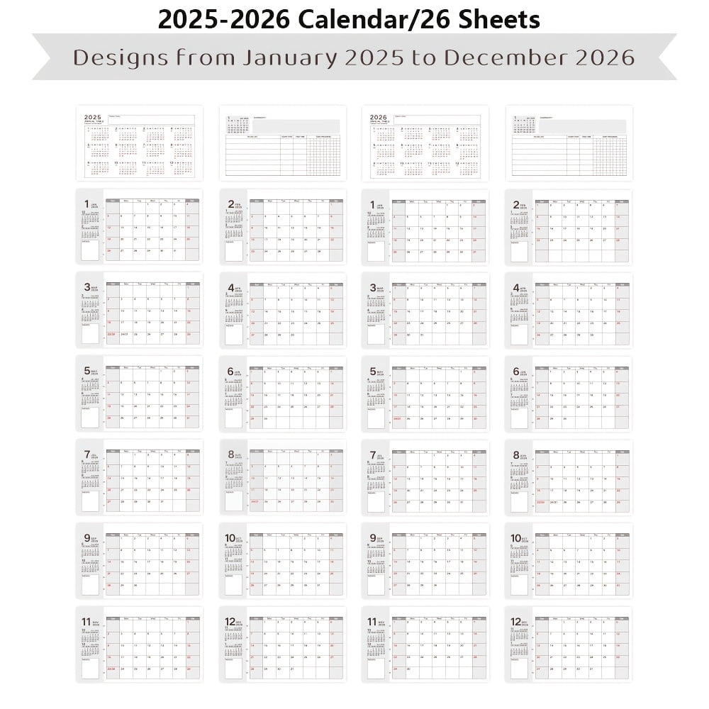 2-Year Monthly Desk Calendar 2025-2026, 26 Sheets, Waterproof PVC Cover ...