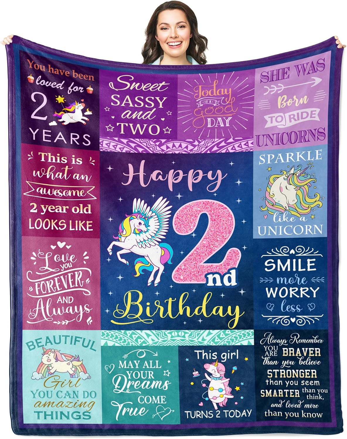2 Year Old Girl Birthday Gift Blanket 50"x40", Gifts for 2 Year Old ...