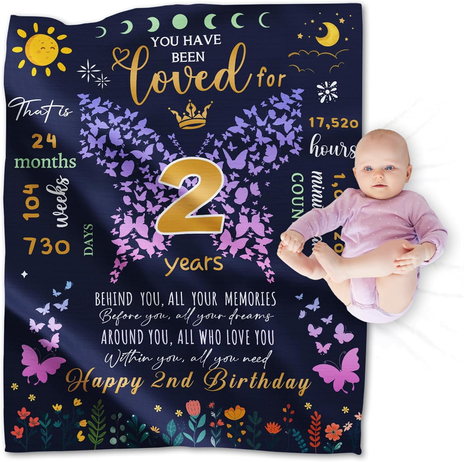 2 Year Old Girl Gifts for 2nd Birthday Blanket, 2nd Birthday Gifts for ...