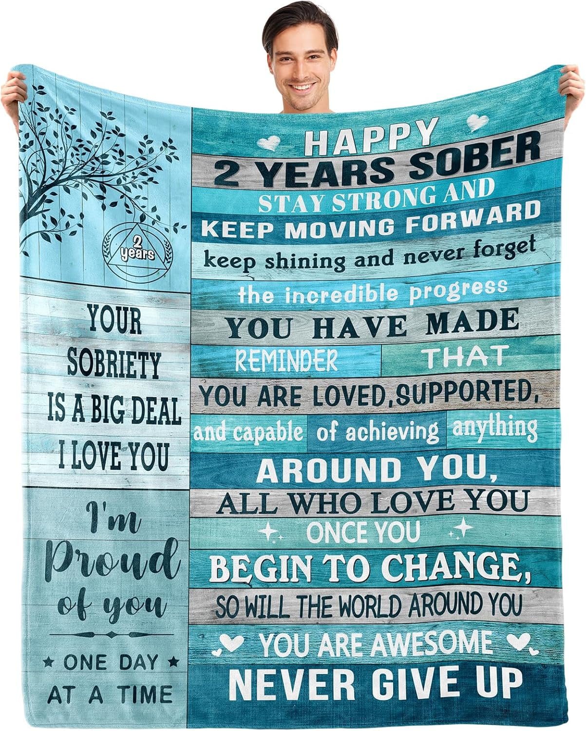 2 Year Sober Gifts, Sobriety Gifts Blanket, Sober Gifts for Women Men ...