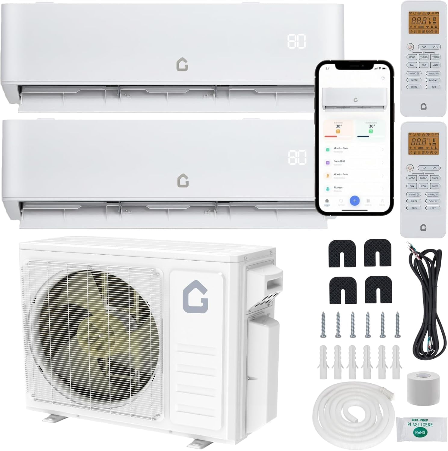 2 Zone Wall Mount Split Air Conditioner Heat Pump, 28000 BTU High ...