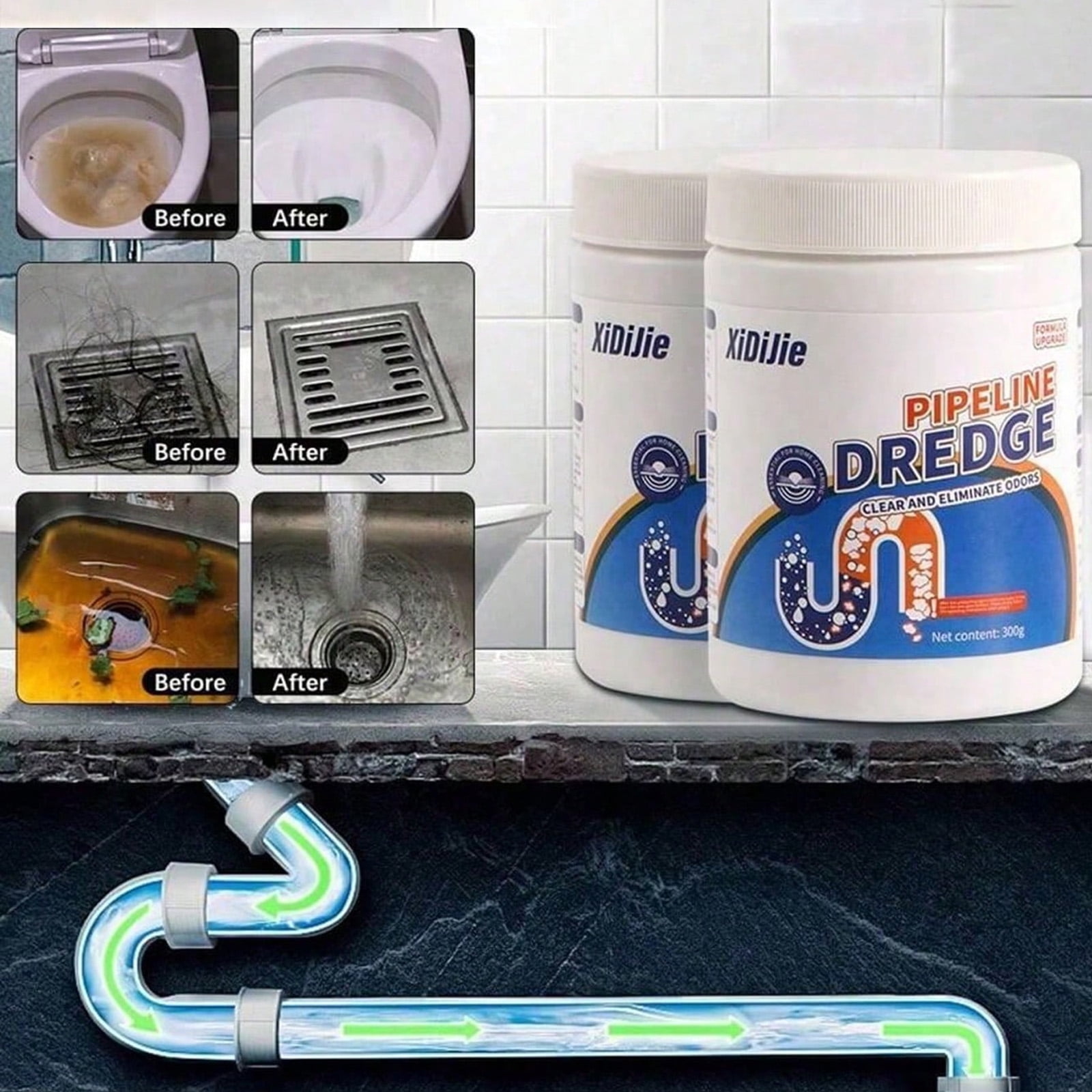 2 bottle of powerful pipe cleaning agent, powder for removing sink ...