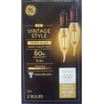 GE Vintage Amber LED Chandelier Bulb (2 Pack), Candelabra Base, 60W Equivalent, Dimmable ...