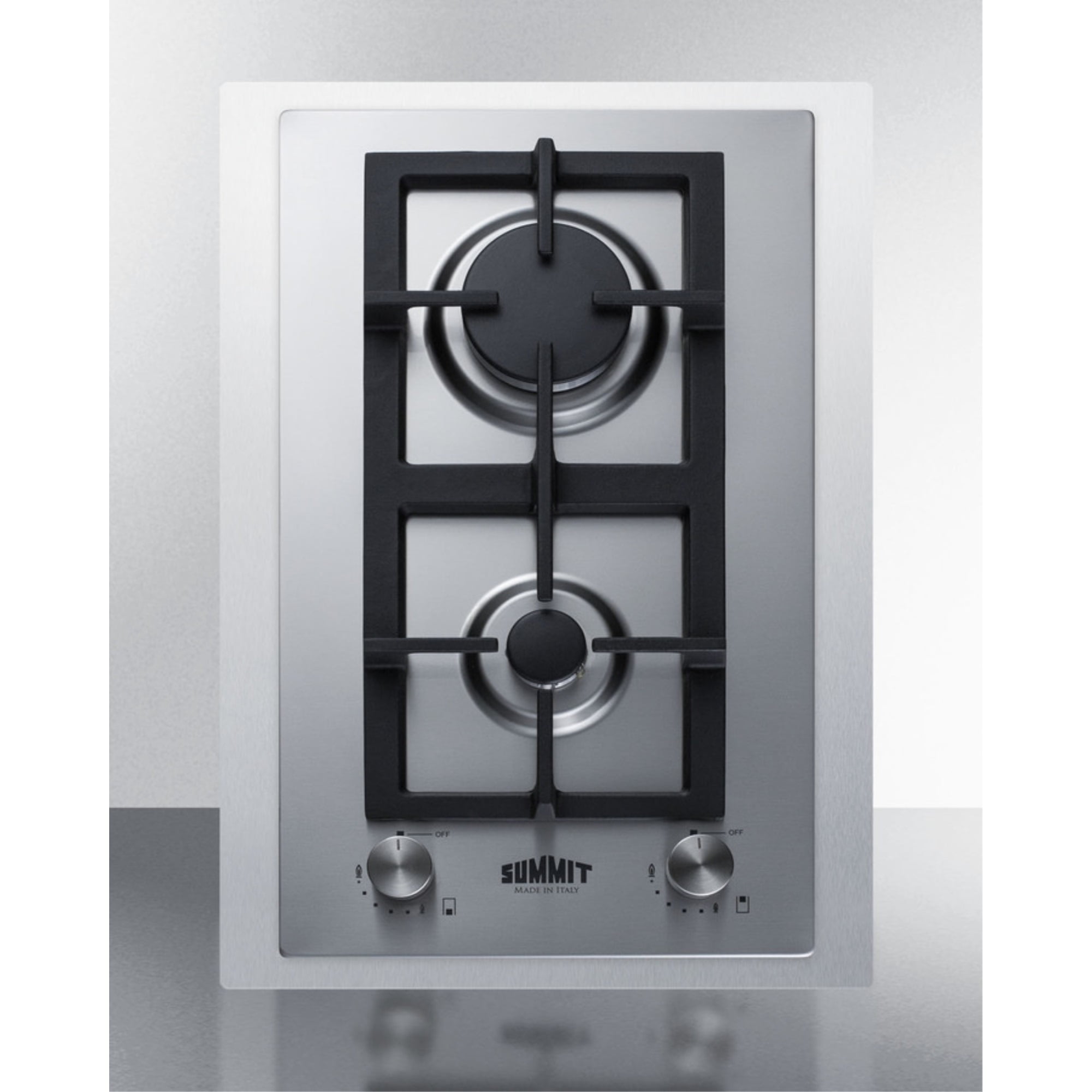 2-burner gas cooktop made in Italy w/15" wide trim kit in stainless ...