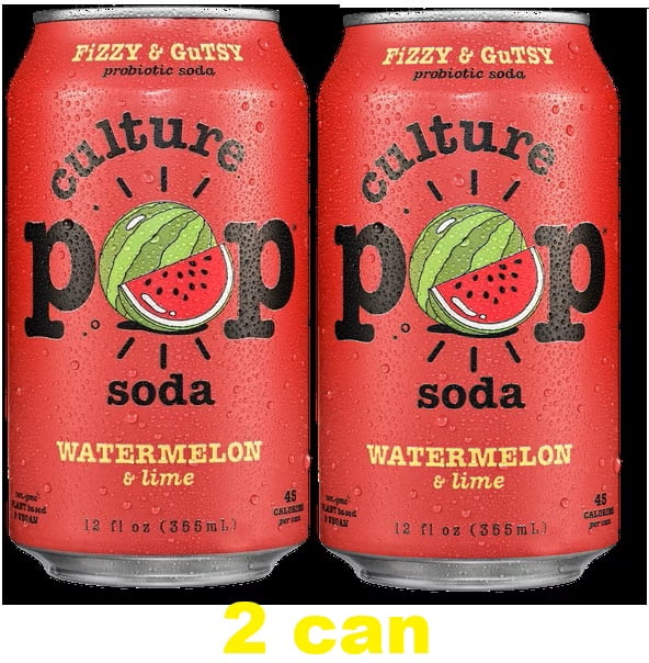 2 can Culture Pop Soda Watermelon, Probiotic Soda, 12 fl oz - Walmart.com