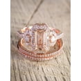 2 carat Morganite and Diamond Trio Ring Set in 10k Rose Gold with One ...