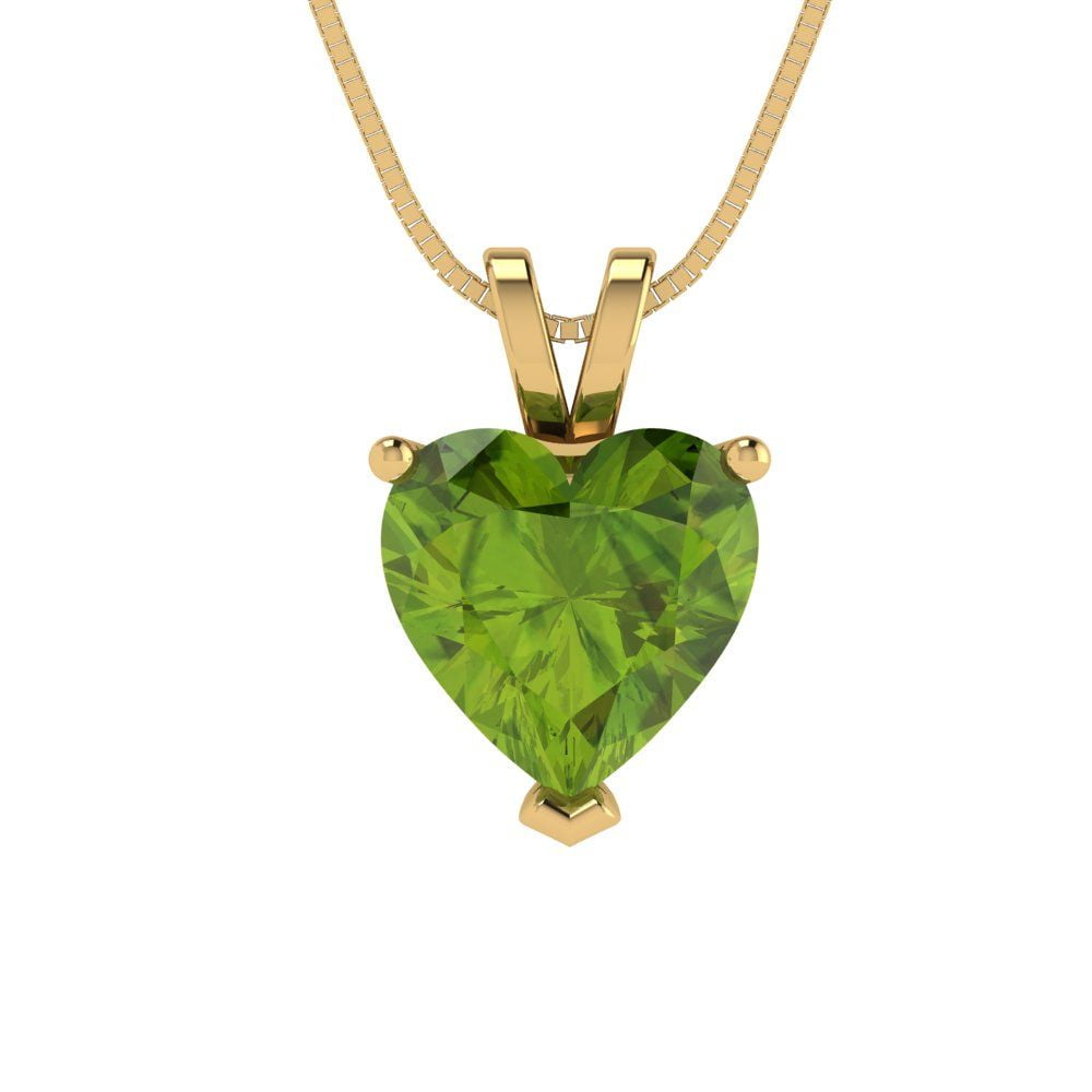 2 cctw Peridot Yellow Gold Plated Pendant with 18" Box Chain (8mm ...