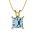 2 cctw Sky Blue Topaz Yellow Gold Plated Pendant with 16" Box Chain (7 ...