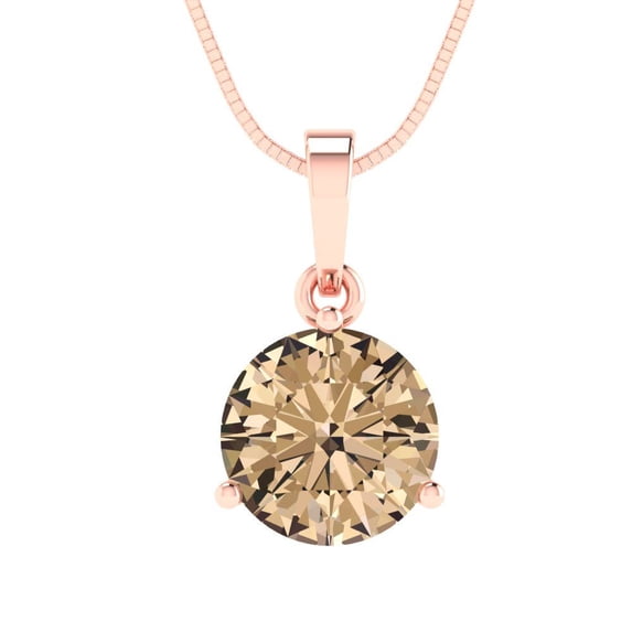 2 cctw Yellow Moissanite Rose Gold Plated Pendant with 16" Box Chain (8 ...