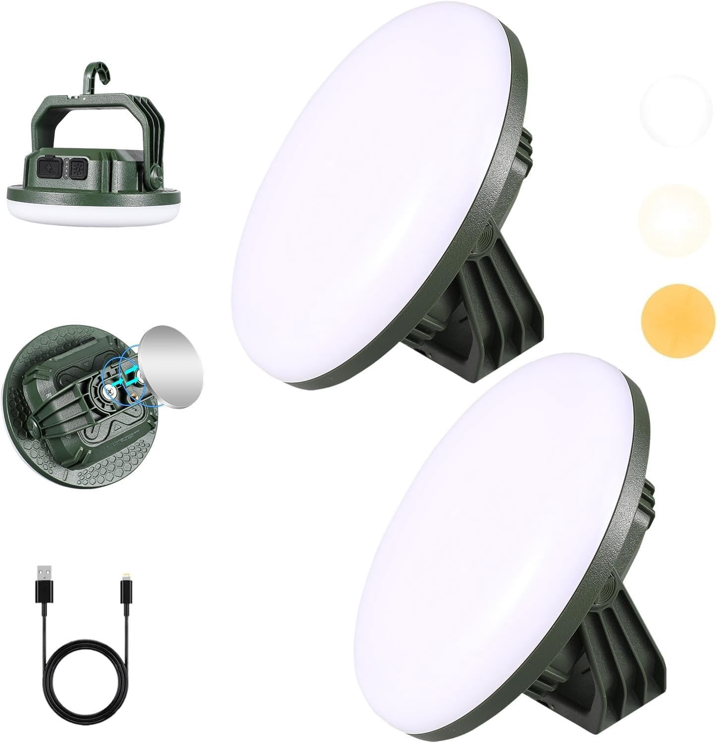 2 count 10,000mAh 4000LM Camping Lantern , 3 Lighting Modes, Portable ...