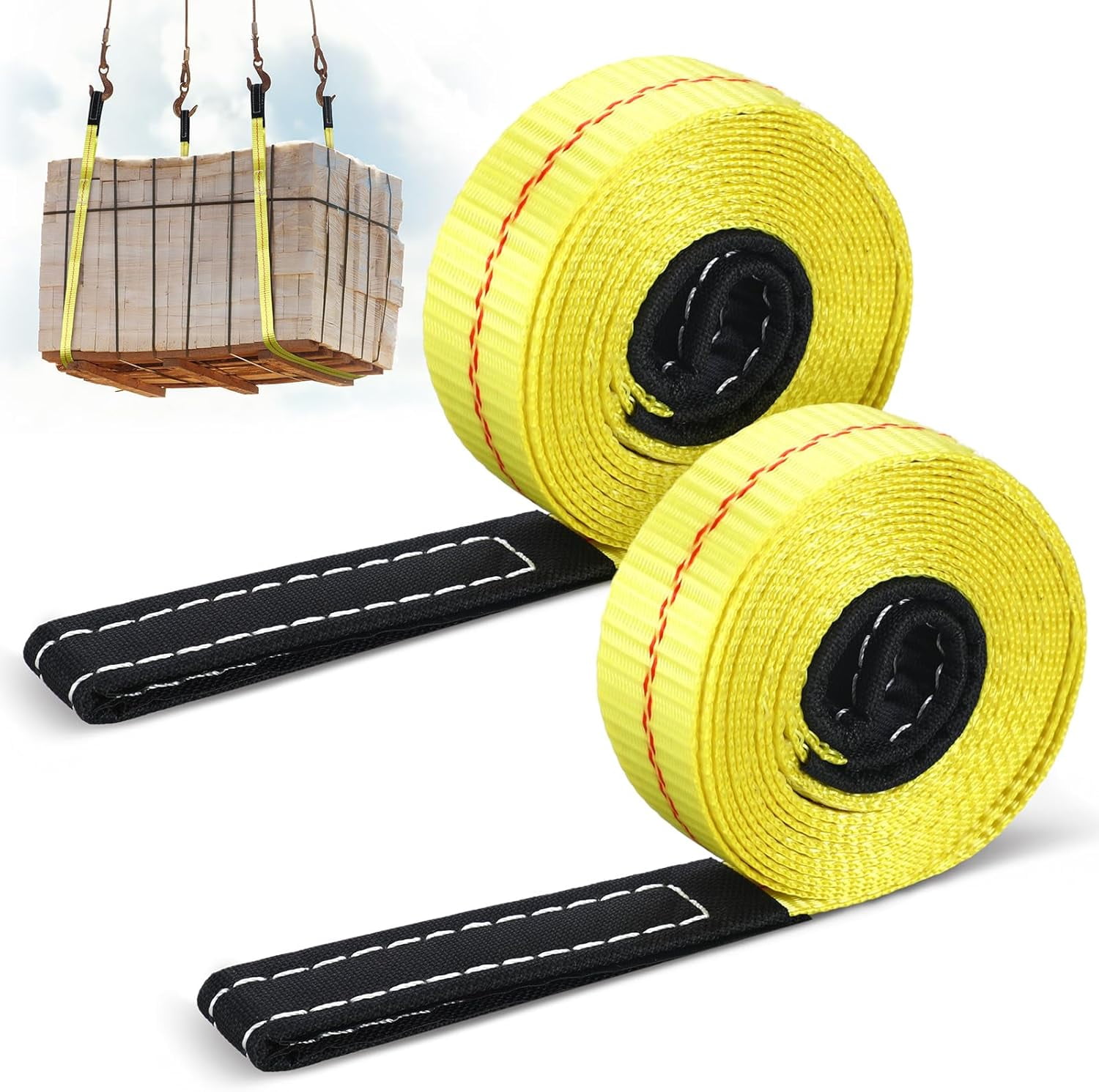 2 count 10' x 2" Lifting Sling 6600lbs Capacity Lifting Nylon Sling Web ...
