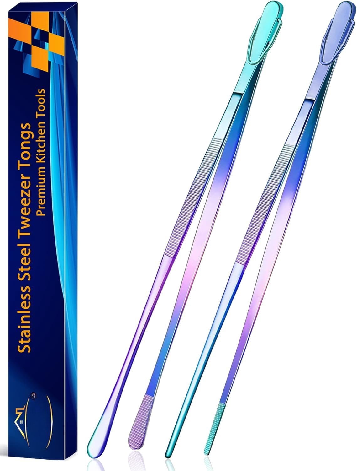 2 count 14-Inch Culinary Tweezers Extra Long Tweezers Kitchen Tweezer ...