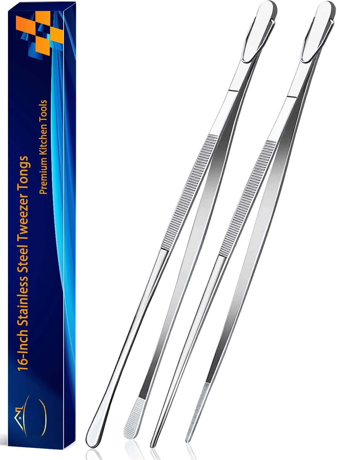 2 count 16-Inch Kitchen Tweezers Extra Long Tweezer Tongs, Stainless ...