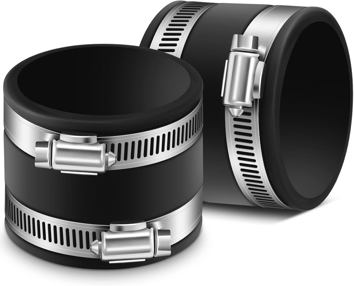 2 count 2-1/2 Inch Dust Control Flex Cuffs with Stainless Hose Clamps ...