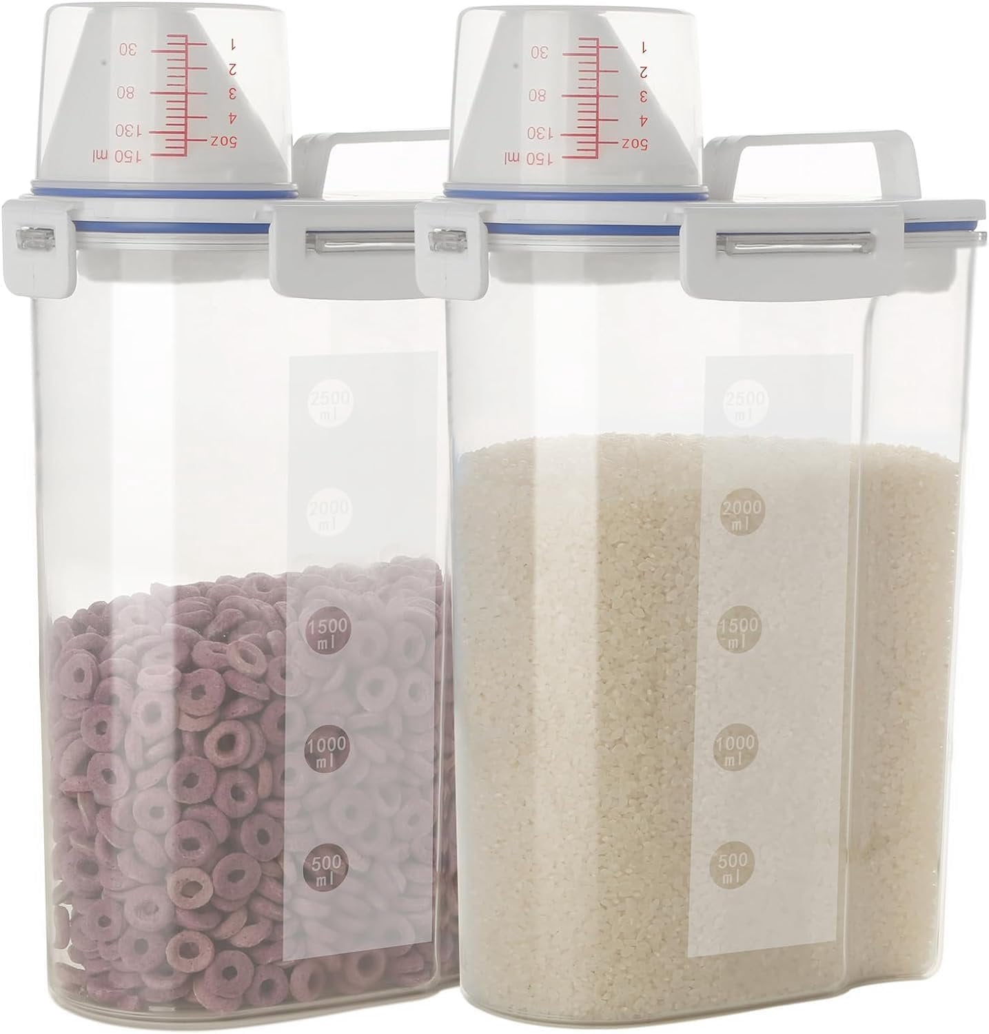 2 count 5.5 LB Rice Storage Container, Airtight Cereal Flour Dispenser ...