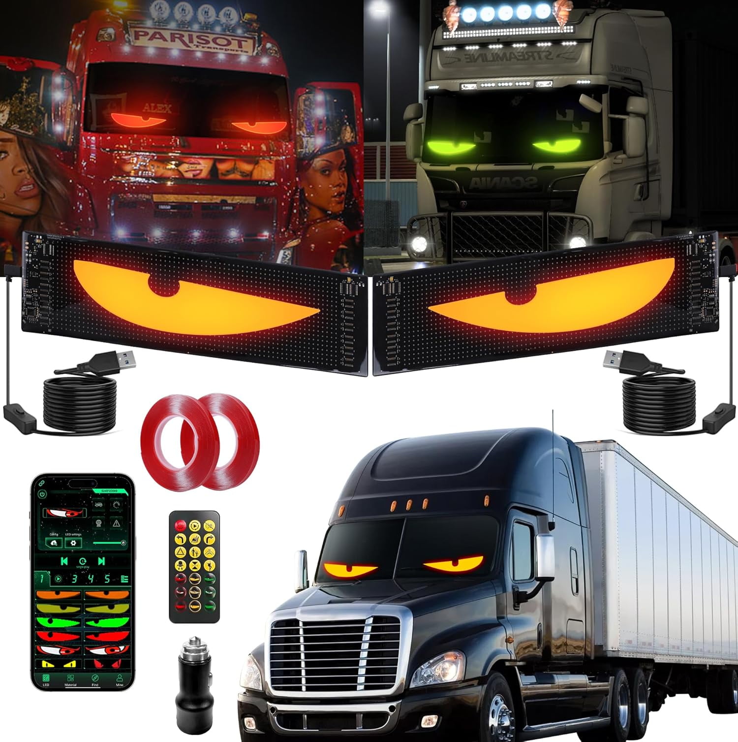 2 count 5800 Lux High-Brightness Devil Eyes Light Strips for //SUVs ...