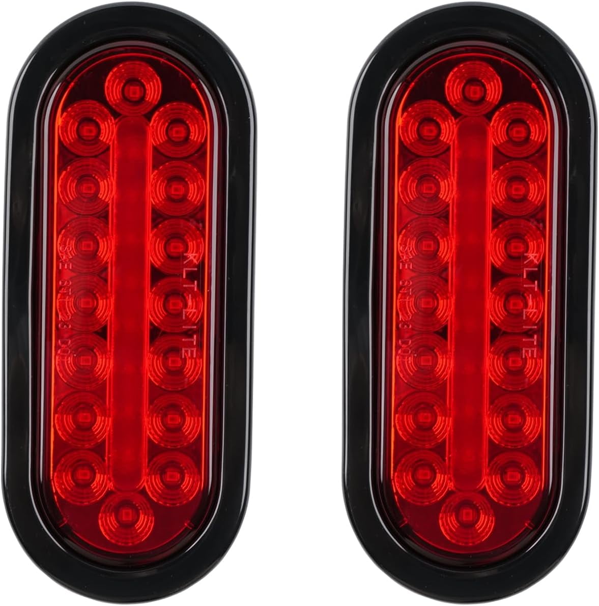 2 count 6" Oval Red Tail Trailer Light 24LEDs, IP65 , Stop Turn Signal ...