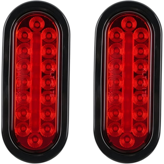 2 count 6" Oval Red Tail Trailer Light 24LEDs, IP65 , Stop Turn Signal ...