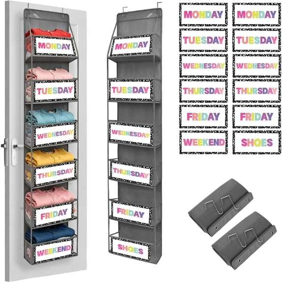 2 count 6-Shelf Weekly Clothes Organizer for Daily Closet Organizer ...